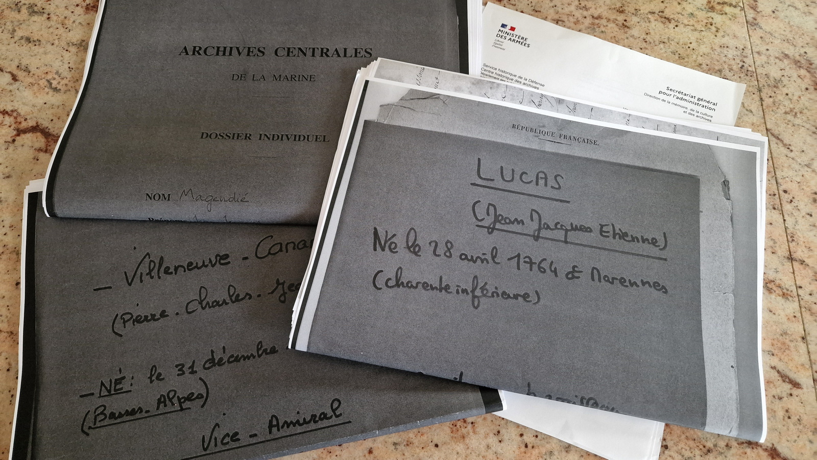 Dossiers from Capitaine Lucas (Redoutable), Capitaine Magendie ...